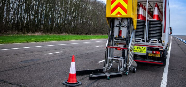 Automated cone-laying vehicle deployed on UK highways | Robotics and ...